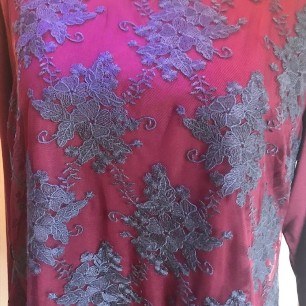 Logo Lavish Lace Overlay Front Top - Gem
